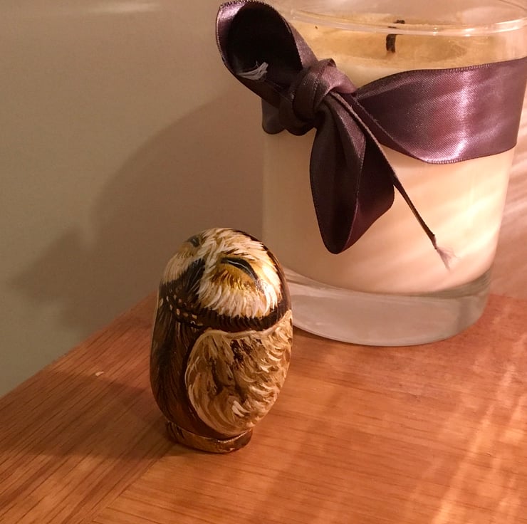 Owl sleeping hand painted pebble garden rock ar... - Folksy