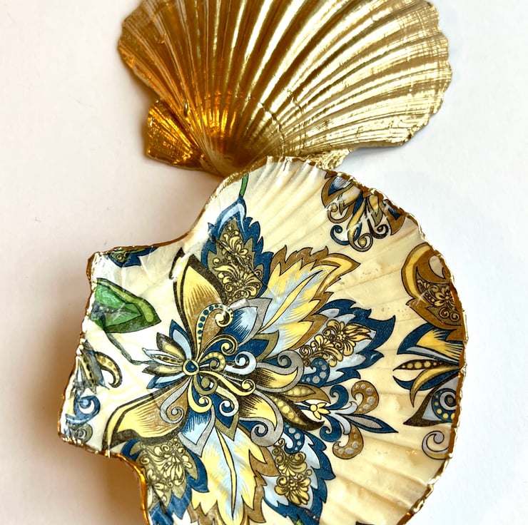 Golden Blue. Hand Finished Dorset Scallop shell... - Folksy