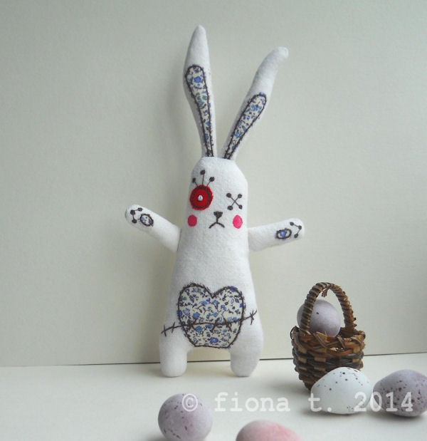 embroidered zombie rabbit - Folksy