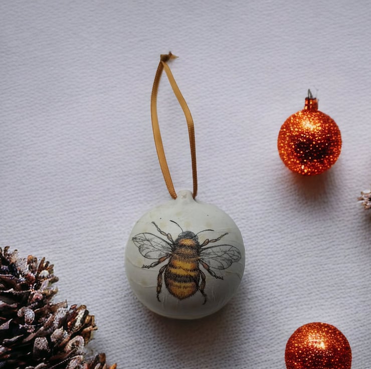 Bumble Bee Ceramic Bauble, Hanging Christmas De... - Folksy