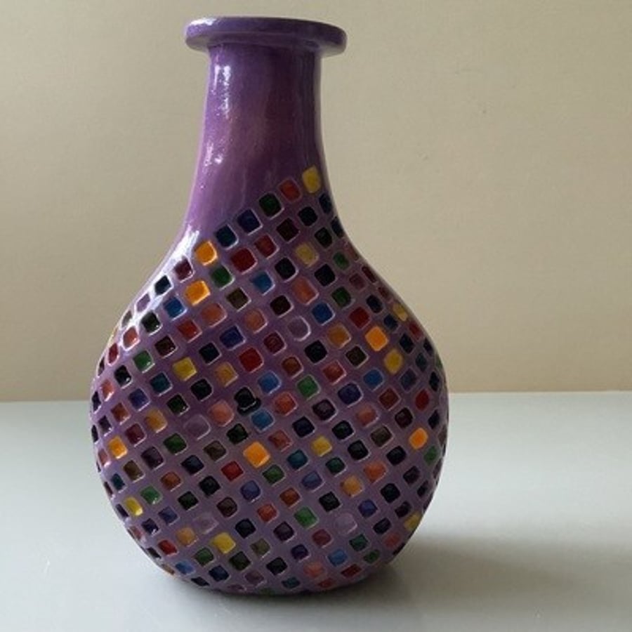 'Multicoloured Squares' Vase, No.69 - Folksy