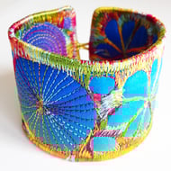 Textile - Cuff - with Free Machine Embroidery - Folksy
