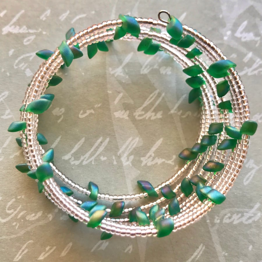 Beaded Vine & Leaf Memory Wire - Folksy