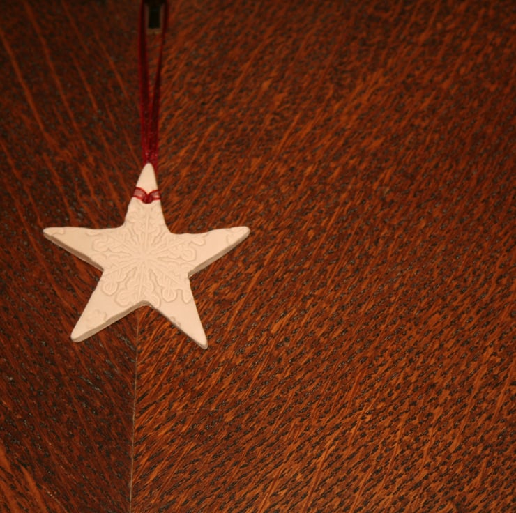 Handmade Star ceramic decoration impressed with... - Folksy