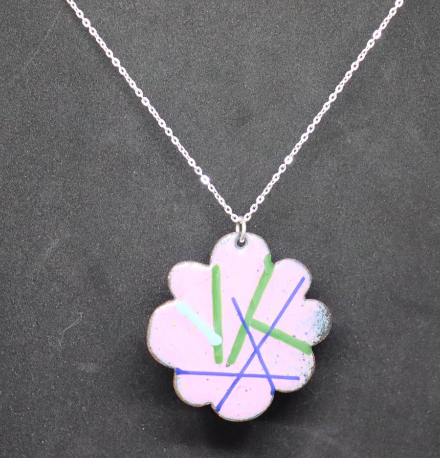 Kiln-fired enamel flower pendant decorated with... - Folksy