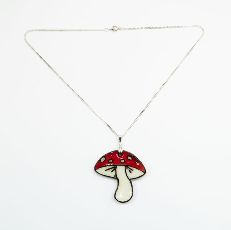 Toadstool mushroom pendant necklace in red - Folksy