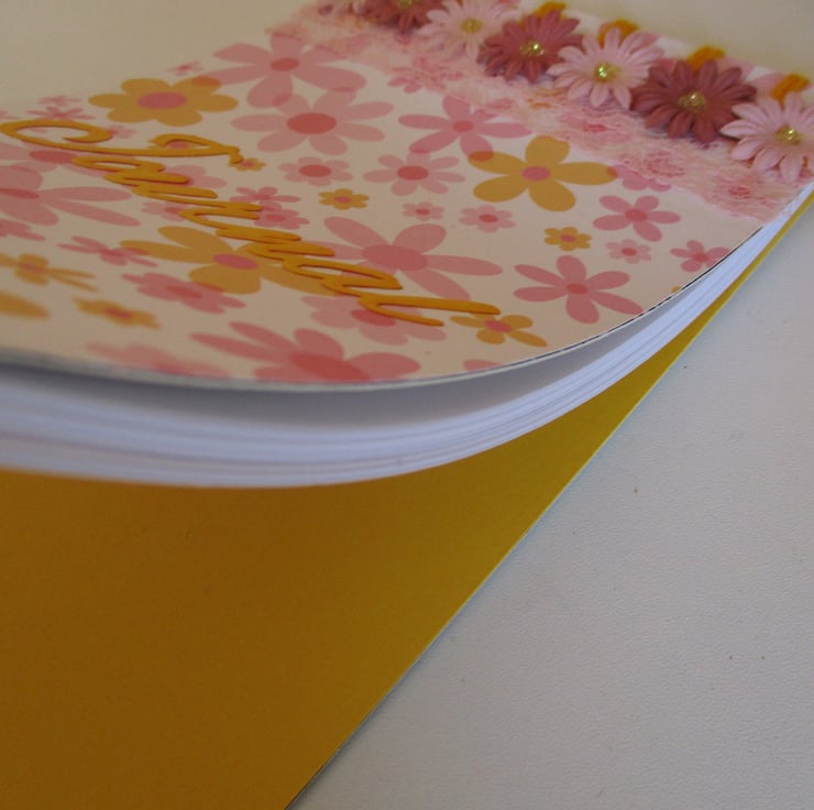 Handmade Floral Journal - Pink and Yellow - Ske... - Folksy