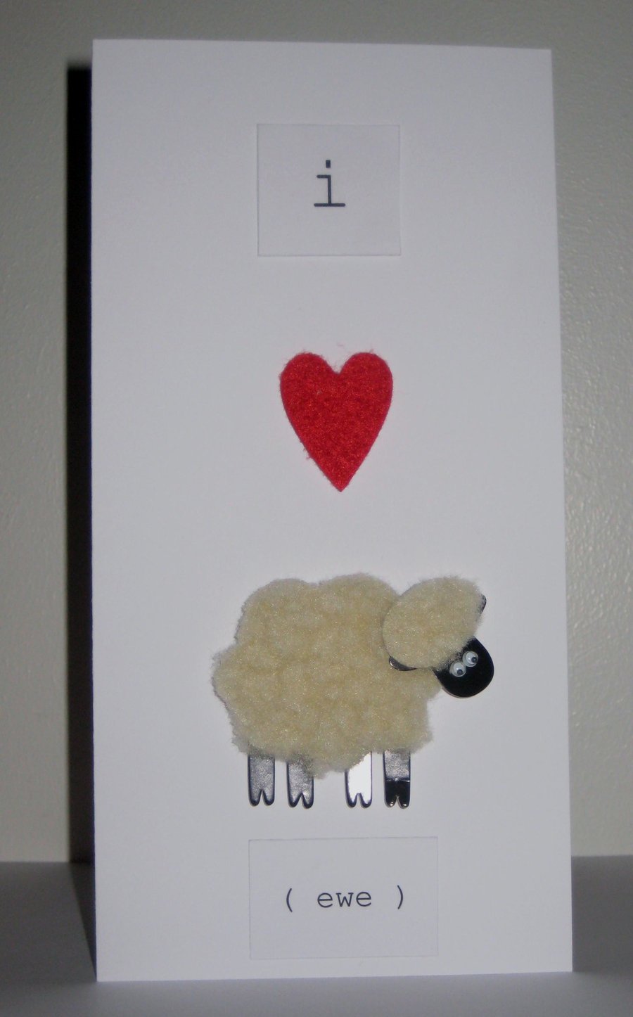 I Love Ewe Sheep Valentine Card - Folksy