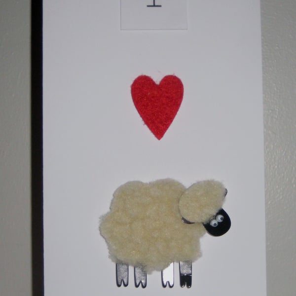 I Love Ewe Sheep Valentine Card - Folksy