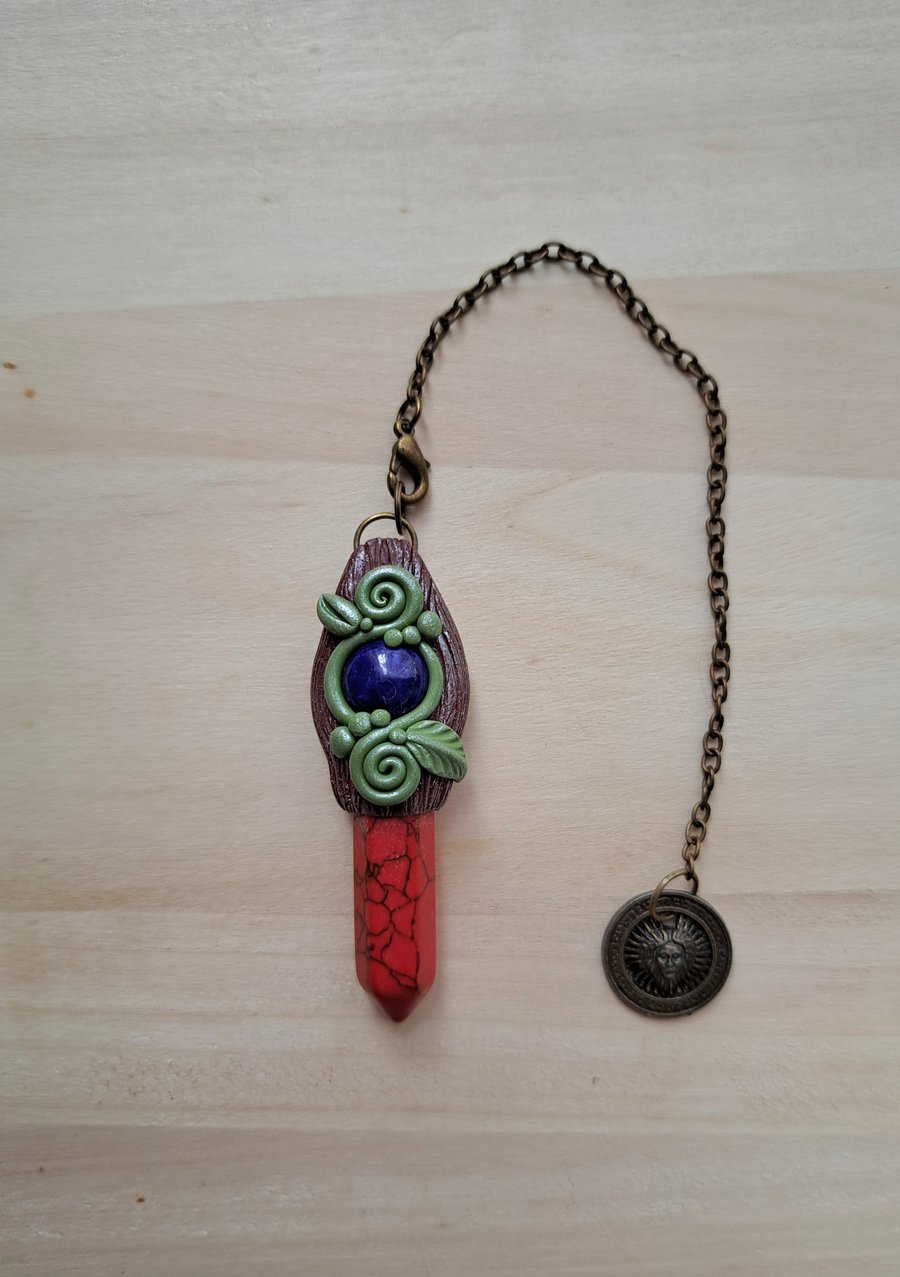 Red Howlite and Lapis Lazuli Crystal and Polyme... - Folksy