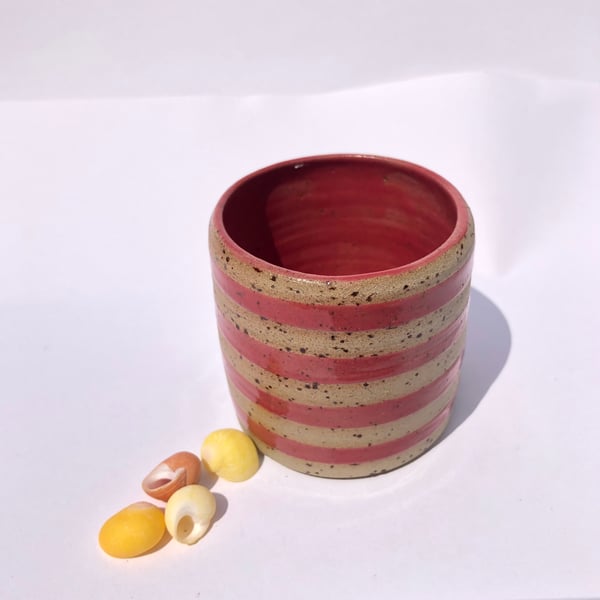STRIPED DINKY RED STONEWARE CERAMIC POT - Folksy
