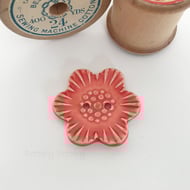 Large ceramic flower shaped button - Folksy