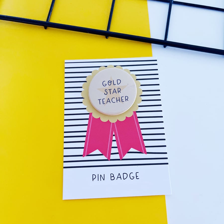 Gold Star Teacher Badge - Folksy