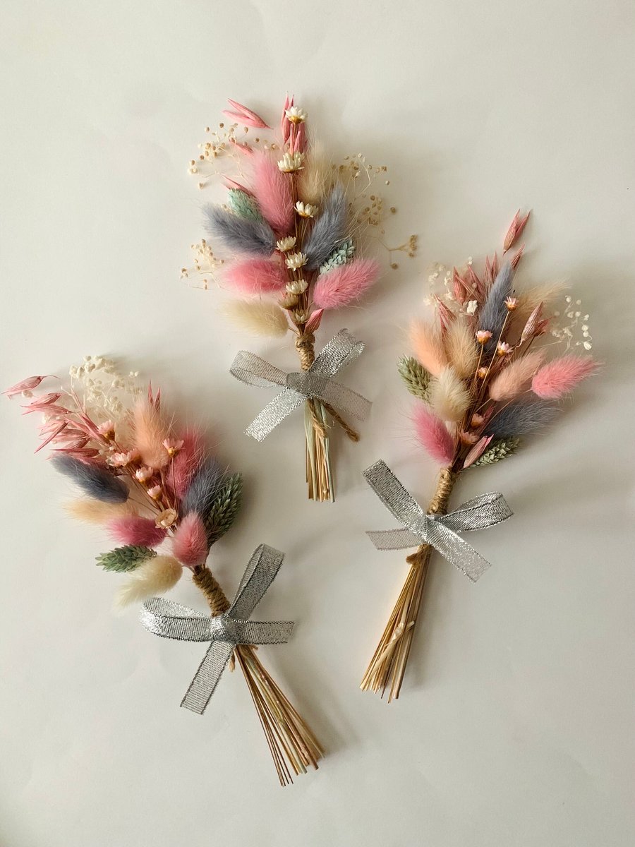 Mini Dry Flower Arrangement Gift Pastels Neutra... - Folksy