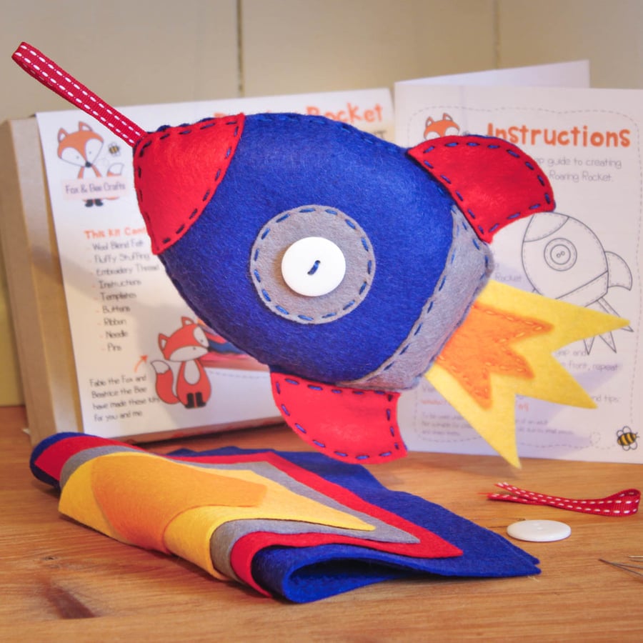 Roaring Rocket Felt Sewing Kit - Folksy
