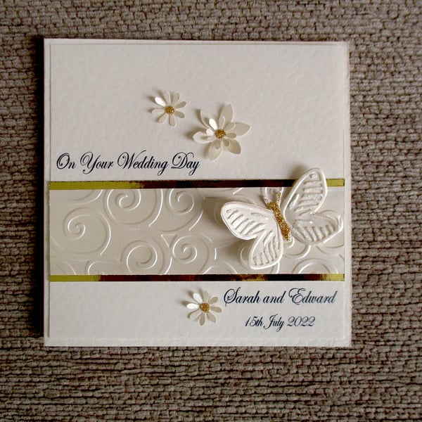 Sparkly Butterfly Wedding Card - Personalised -... - Folksy