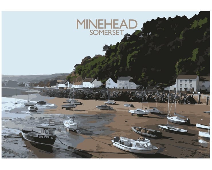 Minehead, Somerset Art Print Travel Poster Rail... - Folksy