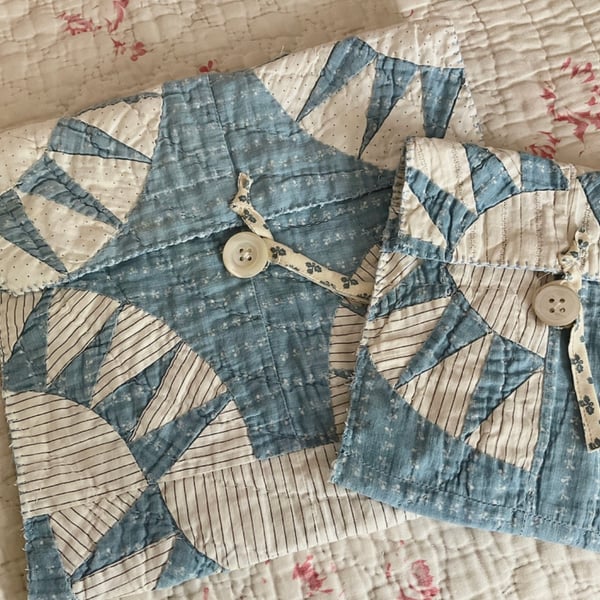 Pair of Vintage Patchwork Quilt Pouches - Folksy