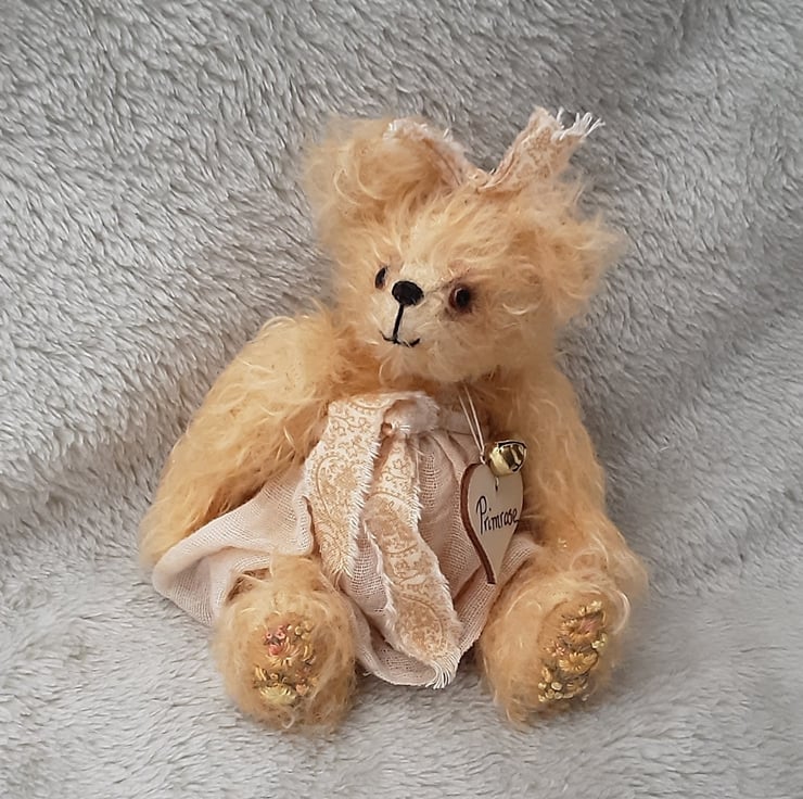 Small mohair artist bear, handmade embroidered ... - Folksy