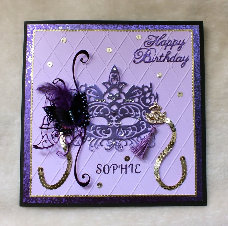Handmade Personalised Masquerade Birthday Card - Folksy