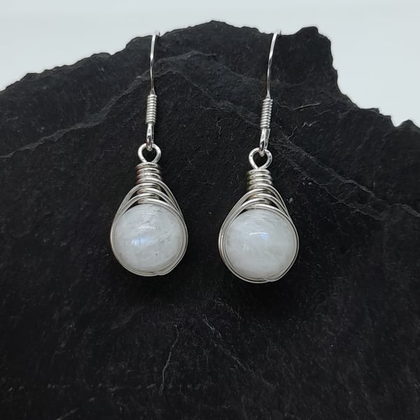 Moonstone Earrings - Sterling Silver White Gems... - Folksy
