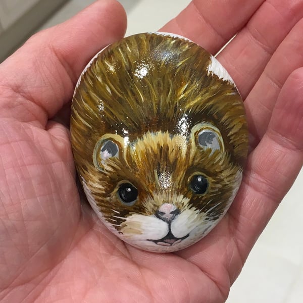 Hamster hand painted pebble garden rock pet Por... - Folksy