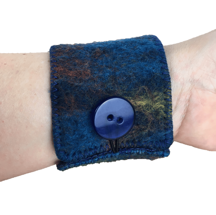 Wrist cuff, hand felted merino wool - Folksy