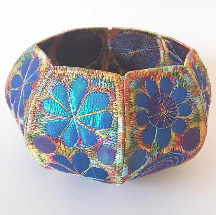 Textile Bowl in Jewel Like Colours Free Machine... - Folksy