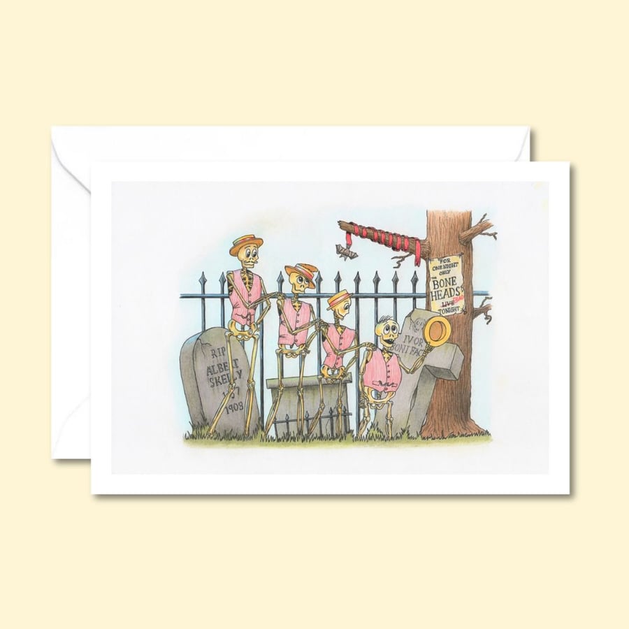 Funny Skeleton Card: Barbershop Quartet Cartoon... - Folksy