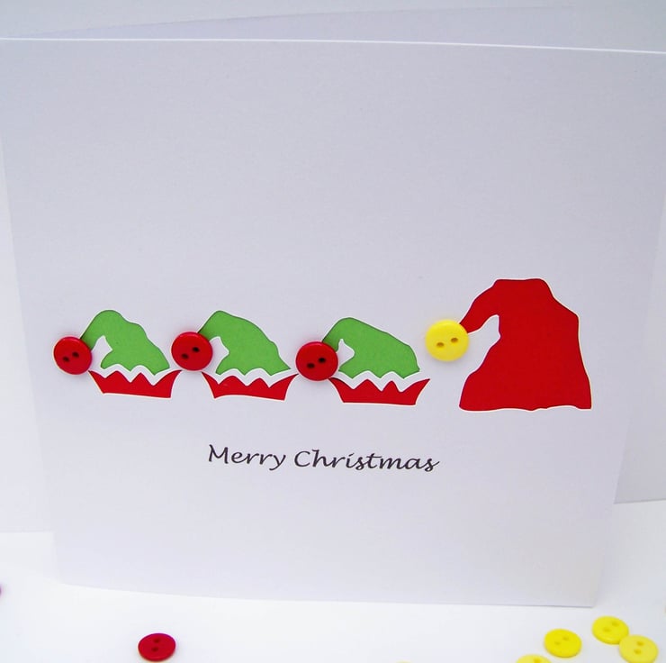 Christmas Card - Santa and his elves - Folksy