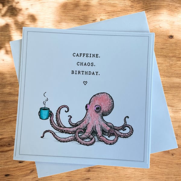 Funny Octopus Birthday Card. Handmade Humorous ... - Folksy