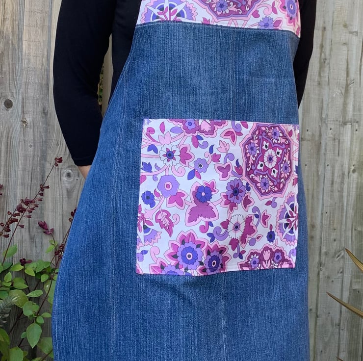 Arabella vintage cotton and reclaimed denim apron - Folksy