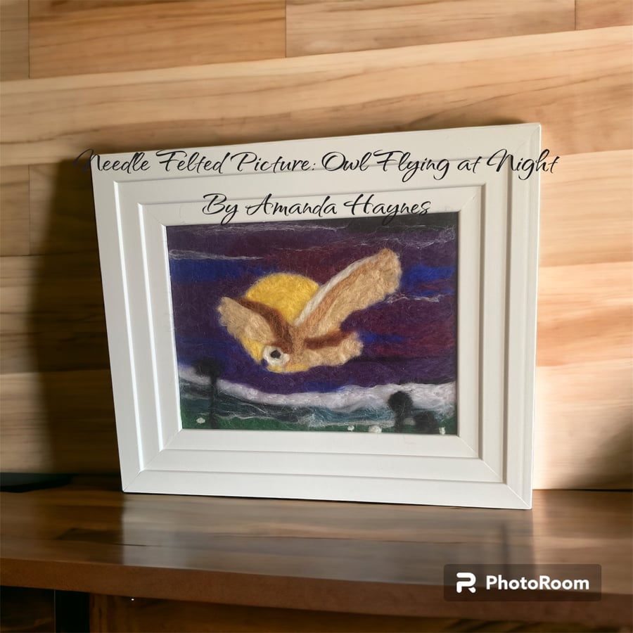 Owl at Night Framed Needle Felted Picture - Folksy