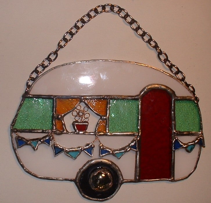 "Happy Camping" Stained Glass Caravan... - Folksy