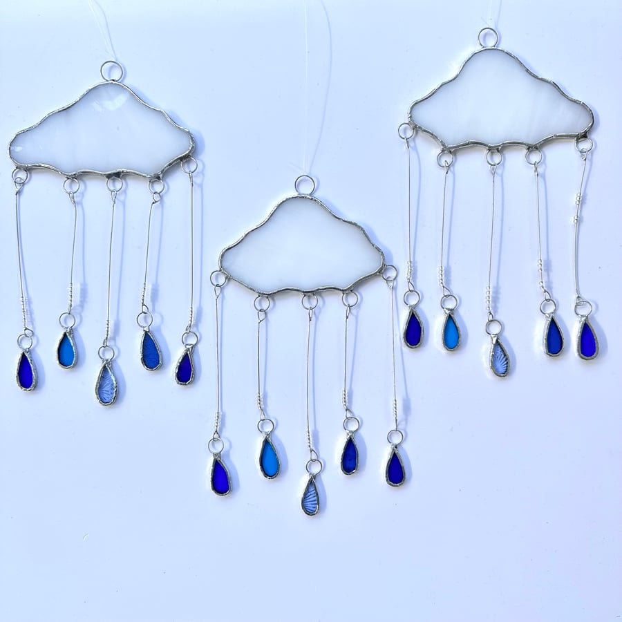Stained Glass Rain Cloud Suncatcher - Hanging W... - Folksy