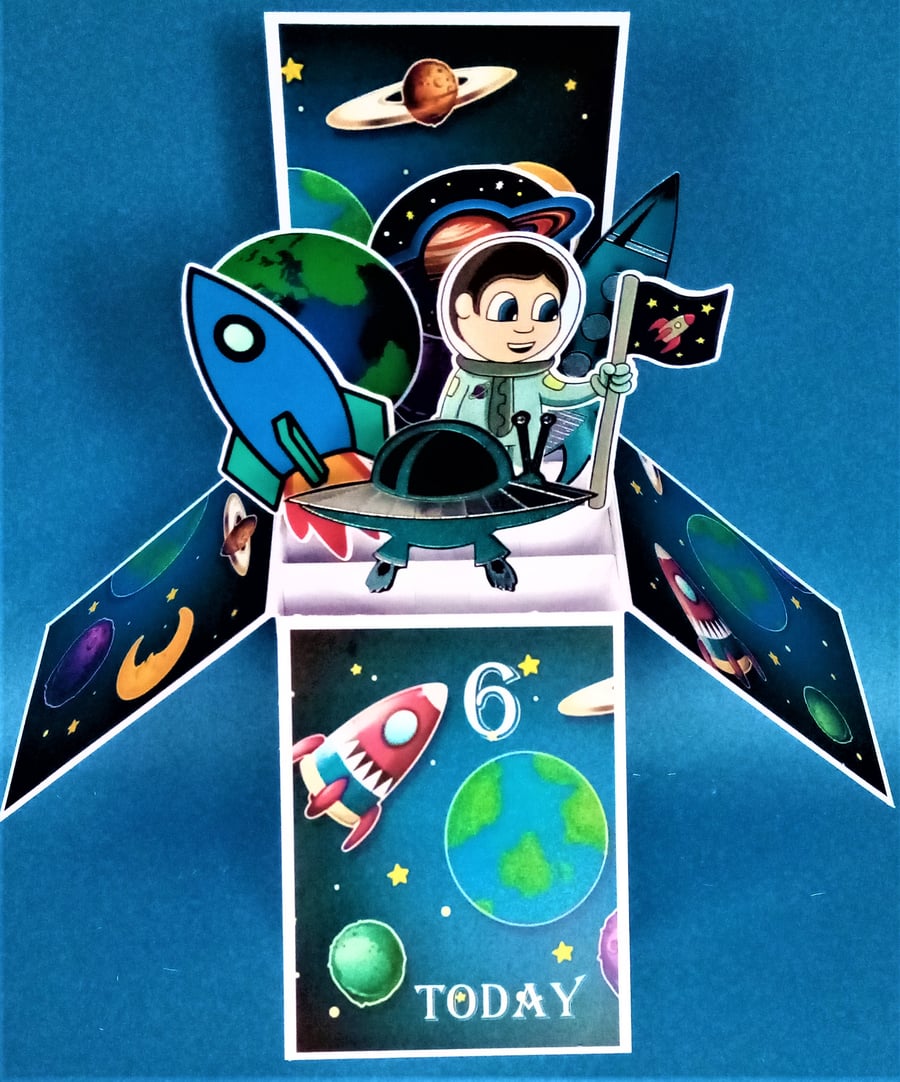 Space 6th Birthday Card - Folksy