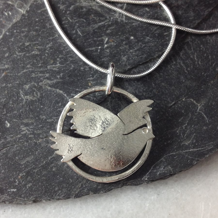 Sterling silver Dove pendant and chain. - Folksy