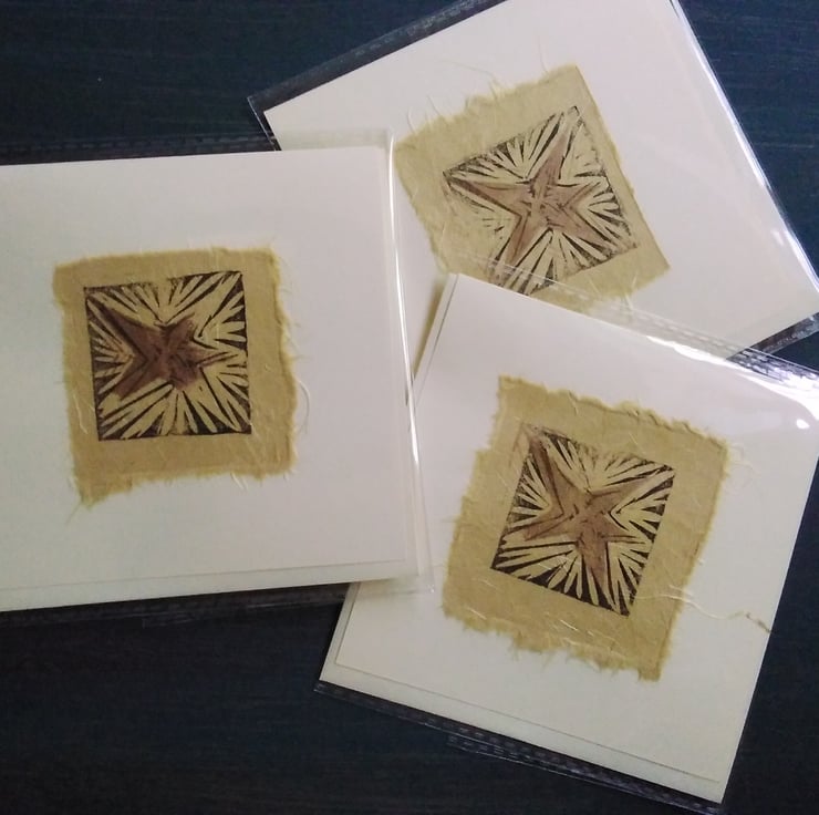 Pack of 3 Starburst Cream Cards - Folksy
