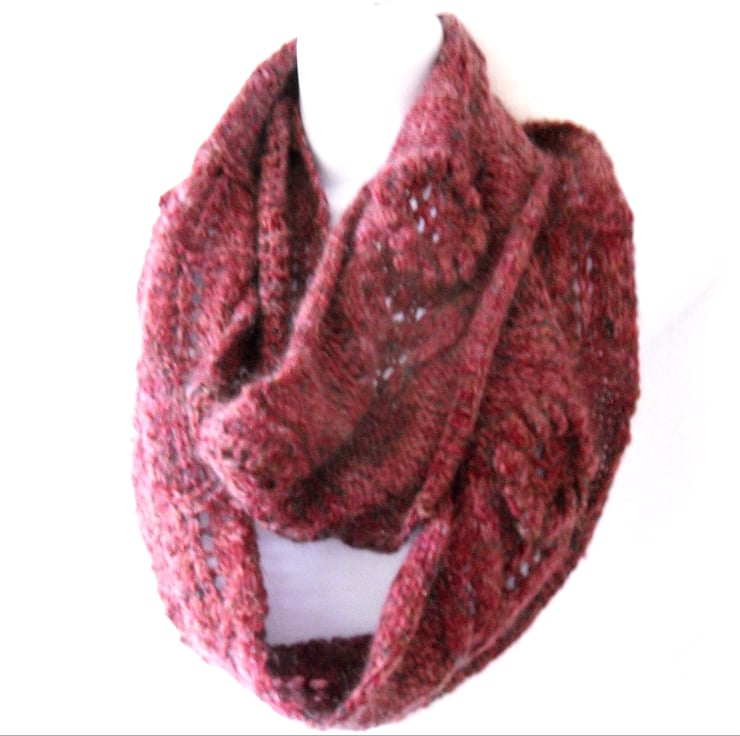Maroon Infinity Scarf with flower detail , HALF... - Folksy