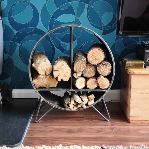 Steel Log Holder, Kindling, Store, Freestanding... - Folksy