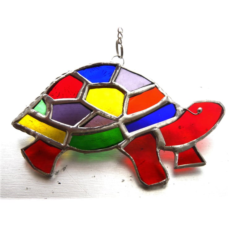 SOLD Tortoise Suncatcher Stained Glass Handmade... - Folksy