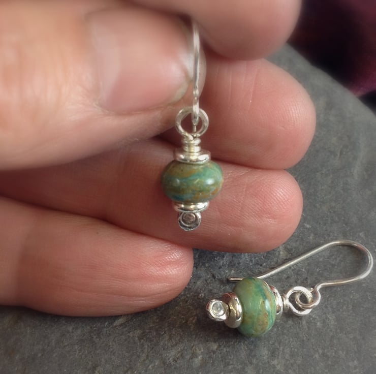 Peruvian opal sterling silver earrings - Folksy