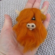 Needle Felt Highland Cow Brooch - Traditional C... - Folksy