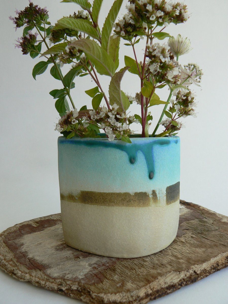 Turquoise Landscape Vase - Folksy