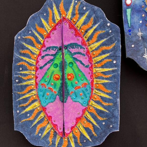 The Threshold Moth - Textile Art Shrine - Folksy