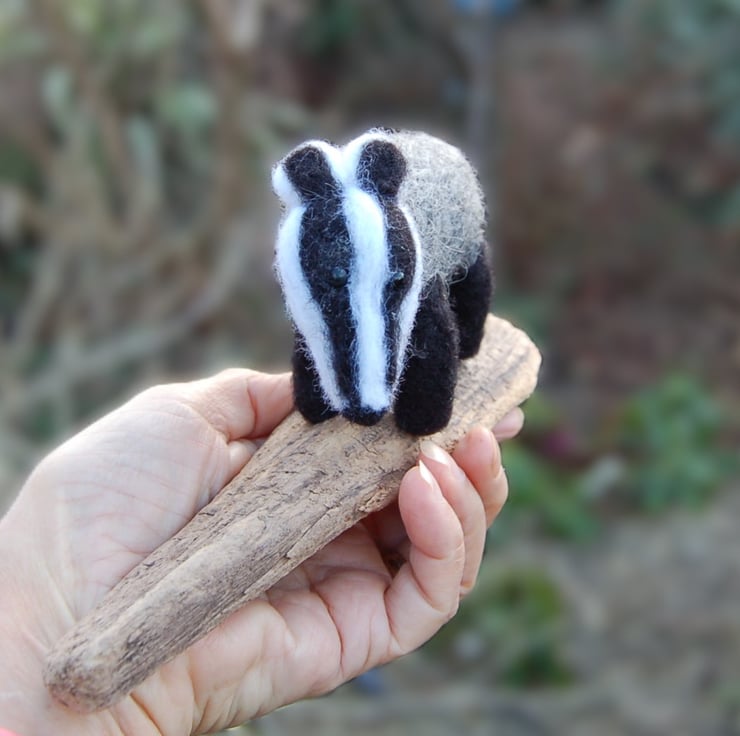 Needle felt Badger. Textile art sculpture - Folksy