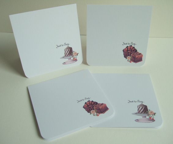 Notecards, Set of Four 'Sweet Treat' Blank Note... - Folksy