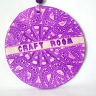 clay craft room sign in purple for hanging from... - Folksy