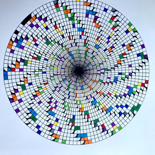 Pi in binary code, hand drawn in ink - Folksy