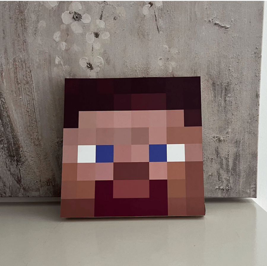 Steve Pixel Hero – Handmade Gamer Art Block for... - Folksy